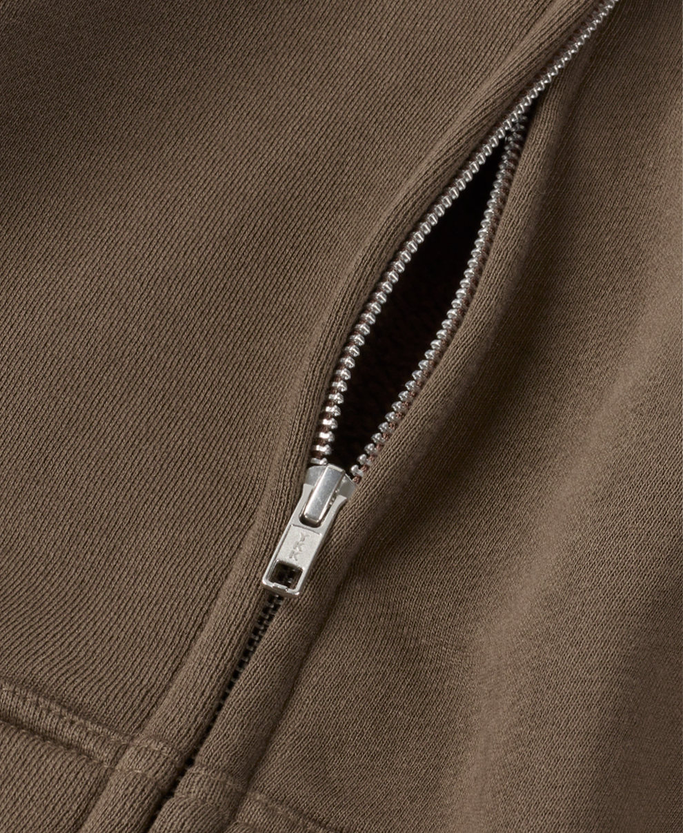 450 GSM 'Mocha Brown' Zipper – Velour Garments