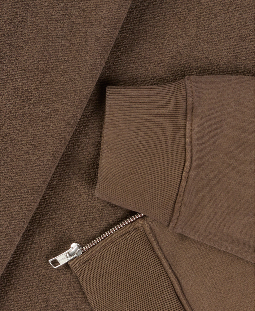 600 GSM 'Mocha Brown' Zipper – Velour Garments